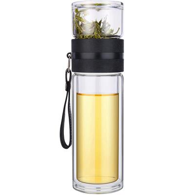 茶杯茶水分离过滤透明双层玻璃杯