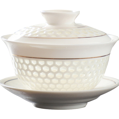 陶瓷三才盖碗茶碗大号