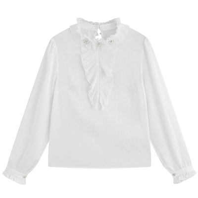 宫廷文艺系法式浪漫缎面提花小衫