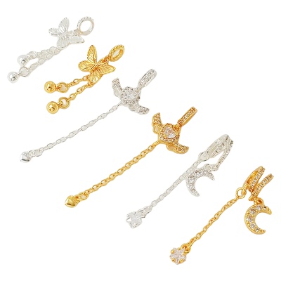 强保色镶锆蝴蝶月亮翅膀流苏吊坠