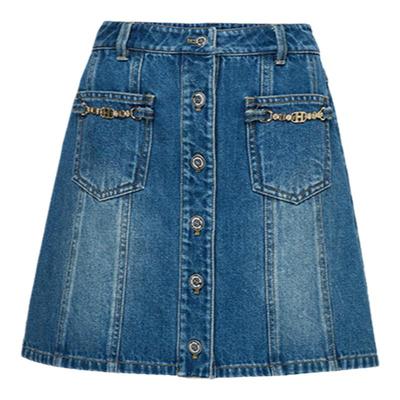 【商场同款】HPLY荷比俪2025春季新款女拼缝复古A型短款牛仔半裙