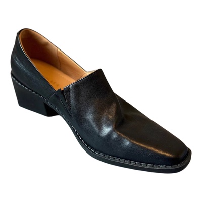 羊皮版~气质时尚褶皱设计粗跟百搭高级感小皮鞋简约复古浅口单鞋