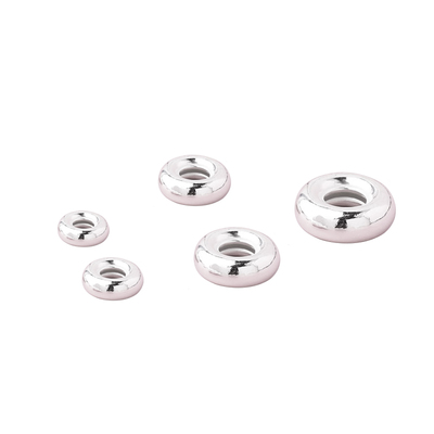 s925银水泡珠纯银隔珠隔片空心圈闭口圈加粗DIY手工银环银圈