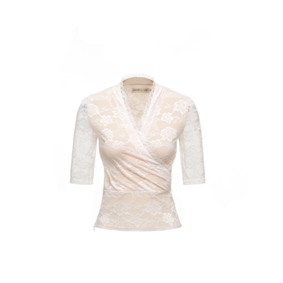 V韩系修身蕾丝显胸气质中袖性感