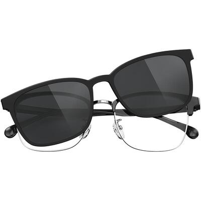 派丽蒙磁吸近视眼镜时尚半框可配度数防紫外线太阳墨镜男款95001