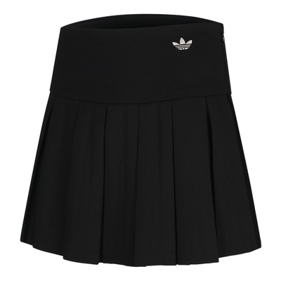 adidas阿迪达斯三叶草百褶裙2026夏女黑色短裙运动半身裙 KG8257