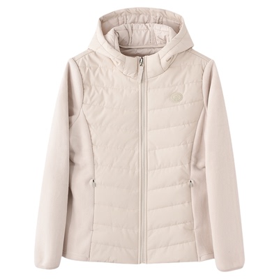 保罗彼得2025冬季女棉服衣拼接轻薄连帽奥粒绒保暖外套HFEDU00511