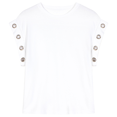 Maje棉质白色针织T恤衫上衣