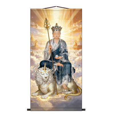 高清庄严地藏王菩萨画像挂画佛堂家用装饰堂屋供奉佛像画卷轴挂画