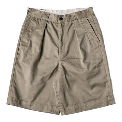 卡其宽松高腰复古军事中裤短裤