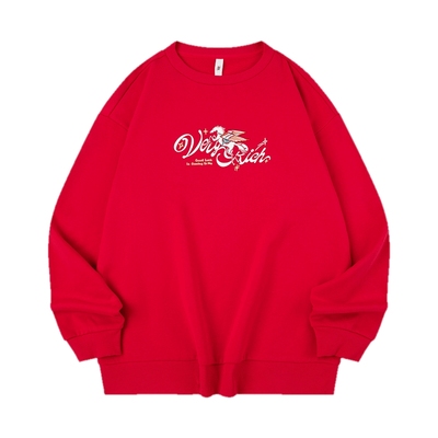 乔丹红色圆领卫衣男女款