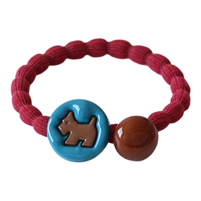 川野日韩卡通小狗珠子小皮筋