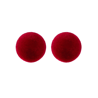 巷南999银红色绒球耳钉本命年女