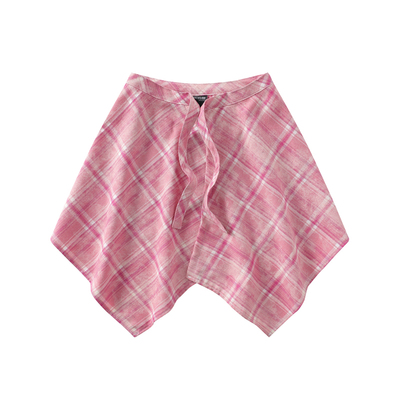 HTTAOSUP叠穿神器粉色格子屁帘女