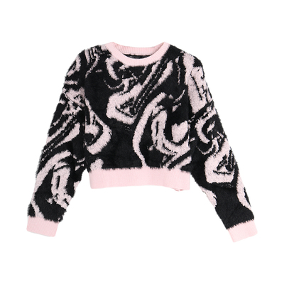 西町村屋艺术感提花套头针织上衣