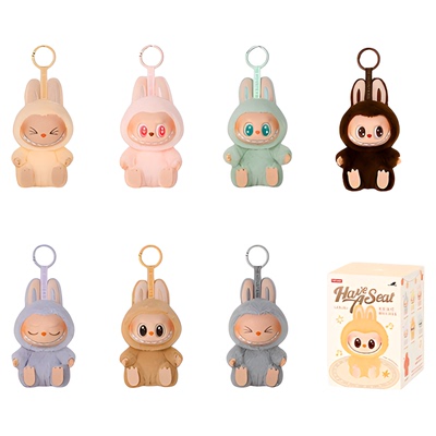 马卡龙2代正品labubu坐坐派对have a seat搪胶毛绒盲盒挂件