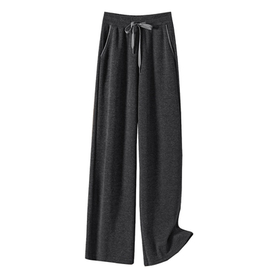 她池抽绳松紧腰长款直筒休闲裤