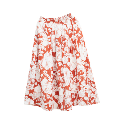 忘城Y639座/开满花的春天/春季21支亚麻复古文艺印花A字半身裙女