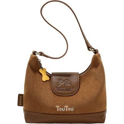 TOUTOU线条小狗麂皮腋下包斜挎包
