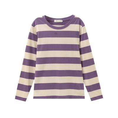 纯棉长袖t恤女春秋薄款2026新款宽松大码显瘦条纹打底衫内搭上衣