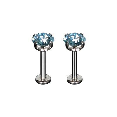 钛合金耳骨钉爆闪蓝钻耳钉耳蜗钉