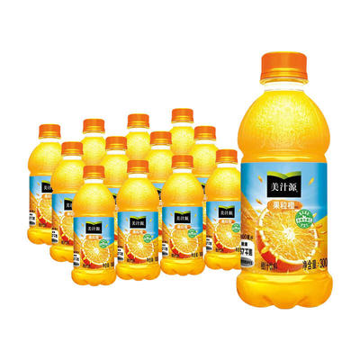 美汁源果粒橙300ml可口可乐橙味碳酸汽泡水果汁果味饮料整箱批发