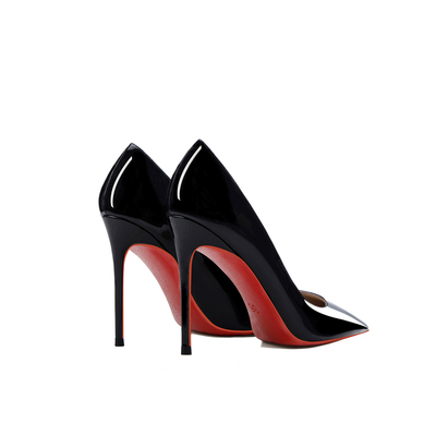 黑色红底高跟鞋细跟御姐漆皮单鞋