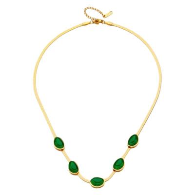 轻奢高级感钛钢不掉色祖母绿项链2025新款潮小众设计感毛衣链配饰