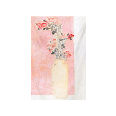 常玉粉色白墙装饰挂布高级感艺术