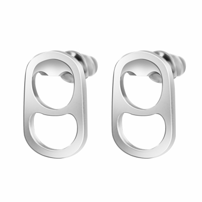 几何造型易拉罐拉环钛钢耳饰品