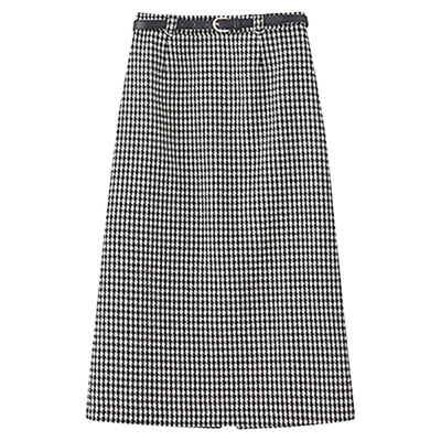 大洪洪【经典格调】春季款千鸟格纹直筒裙女通勤穿搭半身裙赠皮带
