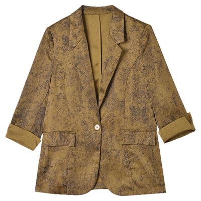 一粒扣上衣翻边七分袖外套