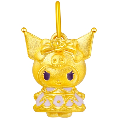 潮宏基三丽鸥酷洛米黄金串珠吊坠足金5D硬金珐琅小版生日礼物女 L