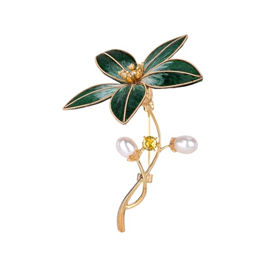 【新品】玉兰花非遗绒花珍珠胸针高级感轻奢别针配饰收腰神器领针