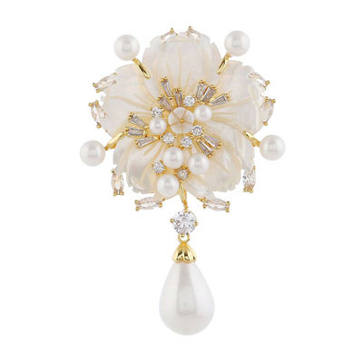 镶嵌伶达名媛贝壳女别针披肩