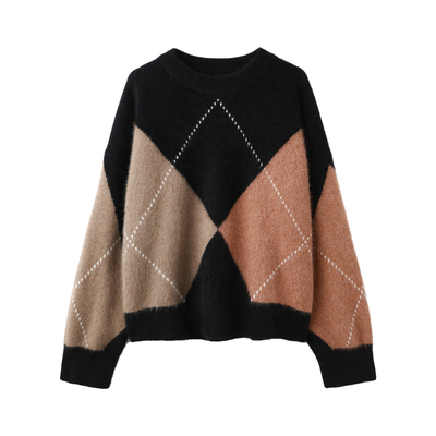 狐狸绒丝羊毛纱线圆领套头衫