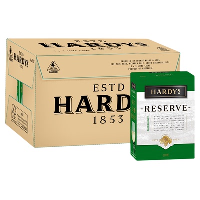 hardys夏迪珍藏霞多丽白葡萄酒3L盒装口粮澳大利亚澳洲原装进口