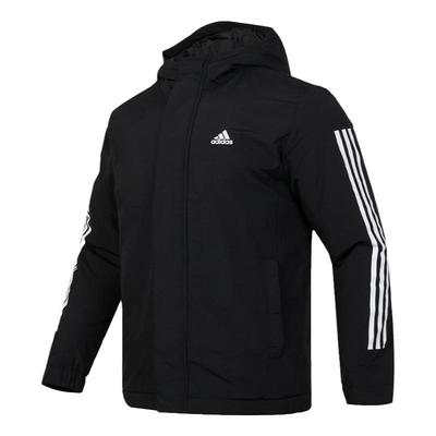 阿迪达斯梭织运动休闲连帽棉服