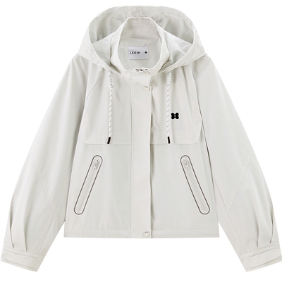 【商场同款】乐町连帽压胶短外套抽绳短款运动休闲便服C2BBG1329