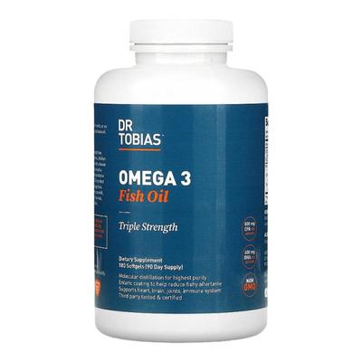 香港直发iHerb Dr. Tobias欧米伽3鱼油软凝胶蒸馏营养易吸收180粒