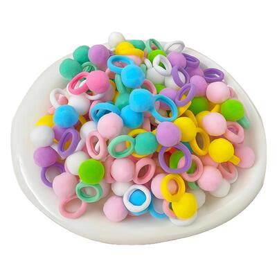 儿童可爱小毛球彩色发圈高弹力