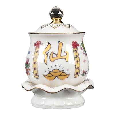 佛前陶瓷观音财神仙家供水杯