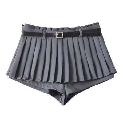 纯欲性感百褶裙半身短裙含腰带