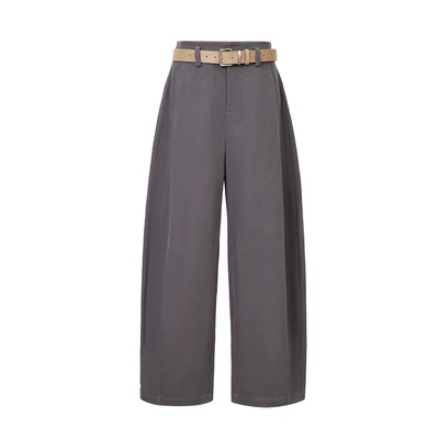 ELEI设计师品牌 25冬 复古水洗斜纹弯刀阔腿裤加绒保暖休闲阔腿裤