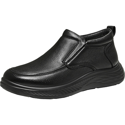 TATA他她皮鞋男款2025新款冬百搭休闲皮鞋全黑公务鞋子QHD01DM5