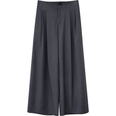 333sss 气质格雷系～灰色西裤阔腿裤长裤女小个子春夏薄款直筒