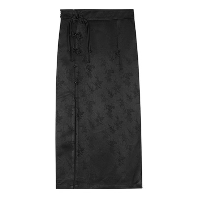 固执提花钉珠开衩半身裙