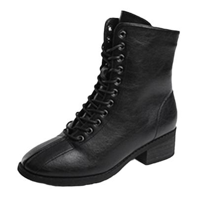 香香莉冬款中跟英伦显瘦加绒短靴