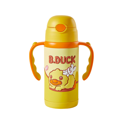 小黄鸭带手柄儿童吸管316不锈钢