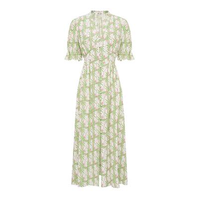 DVF茶歇裙植物印花棕榈树连衣裙